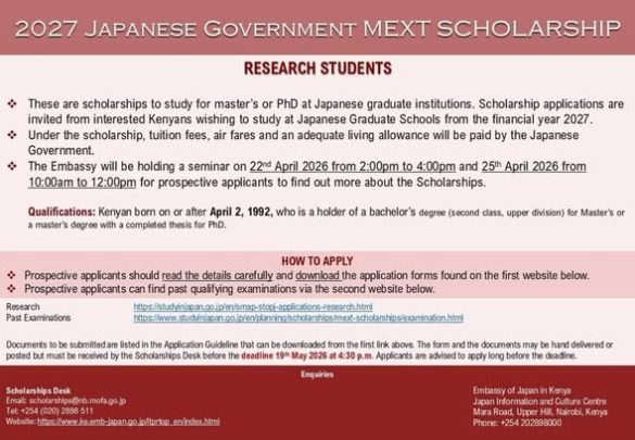 2027 MEXT Scholarship Open For Applications - Opportunities for Young ...