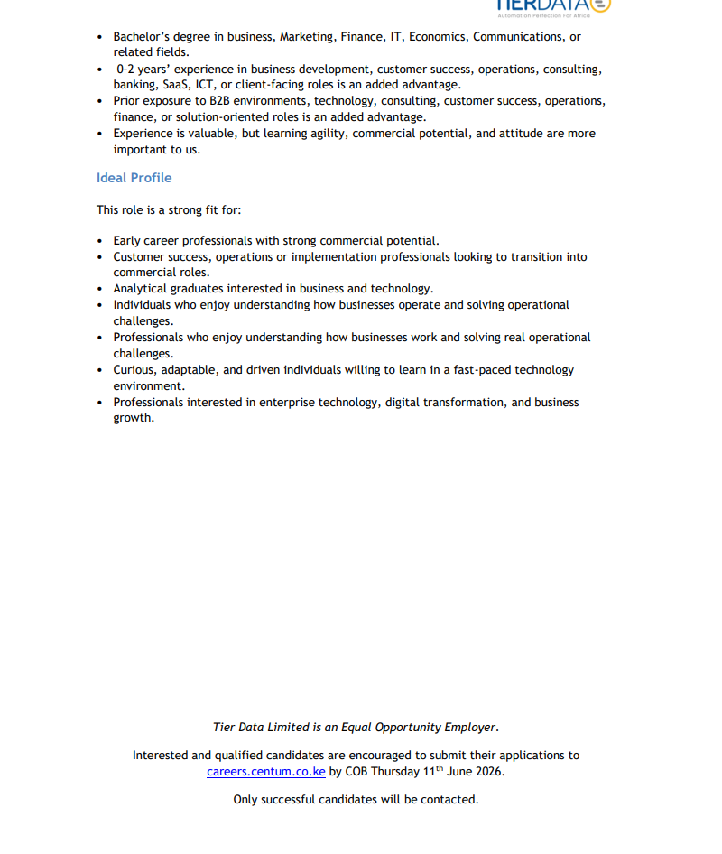 TierData Graduate Trainee Program Open - Opportunities for Young Kenyans